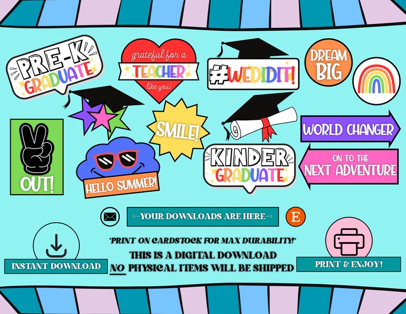 Printable Preschool 2025 Graduation Photo Booth Props Graduation Party ...