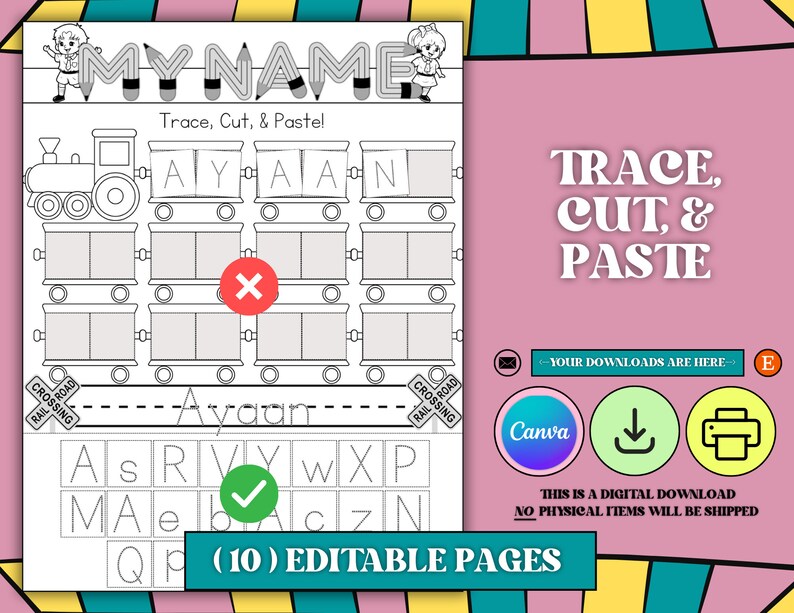 Custom Name Tracing Editable Template for Homeschool Name Tracing ...