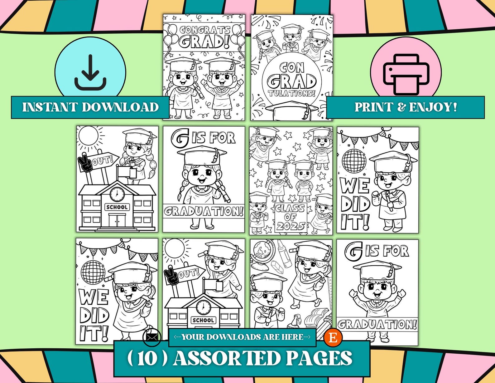 Preschool Graduation Coloring Pages 2025 Kindergarten Graduation ...