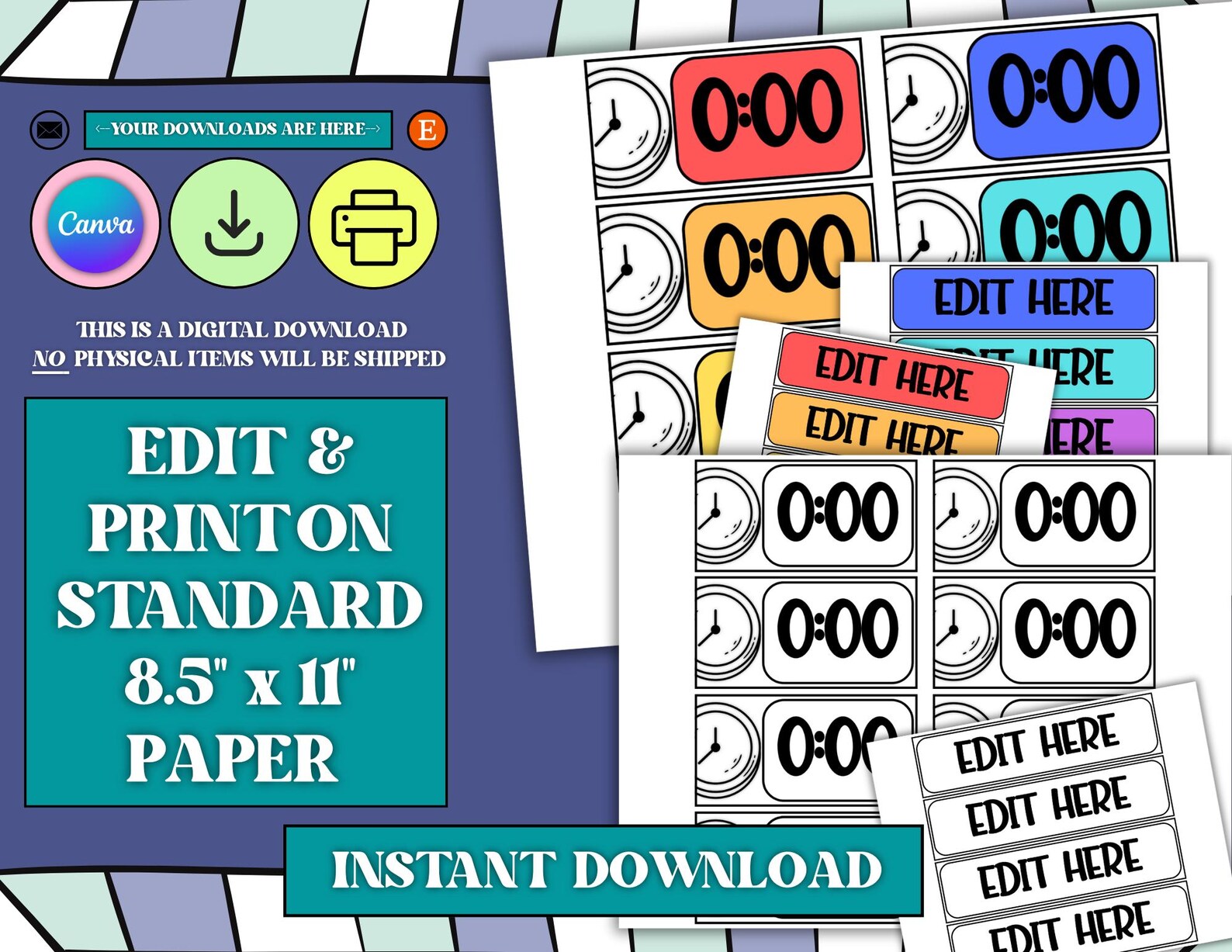 Classroom Editable Schedule Cards Printable Daily Schedule Template for ...