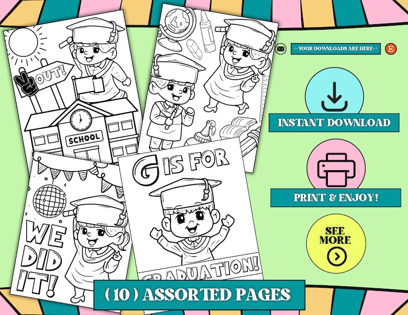 Preschool Graduation Coloring Pages 2024 Kindergarten Graduation ...