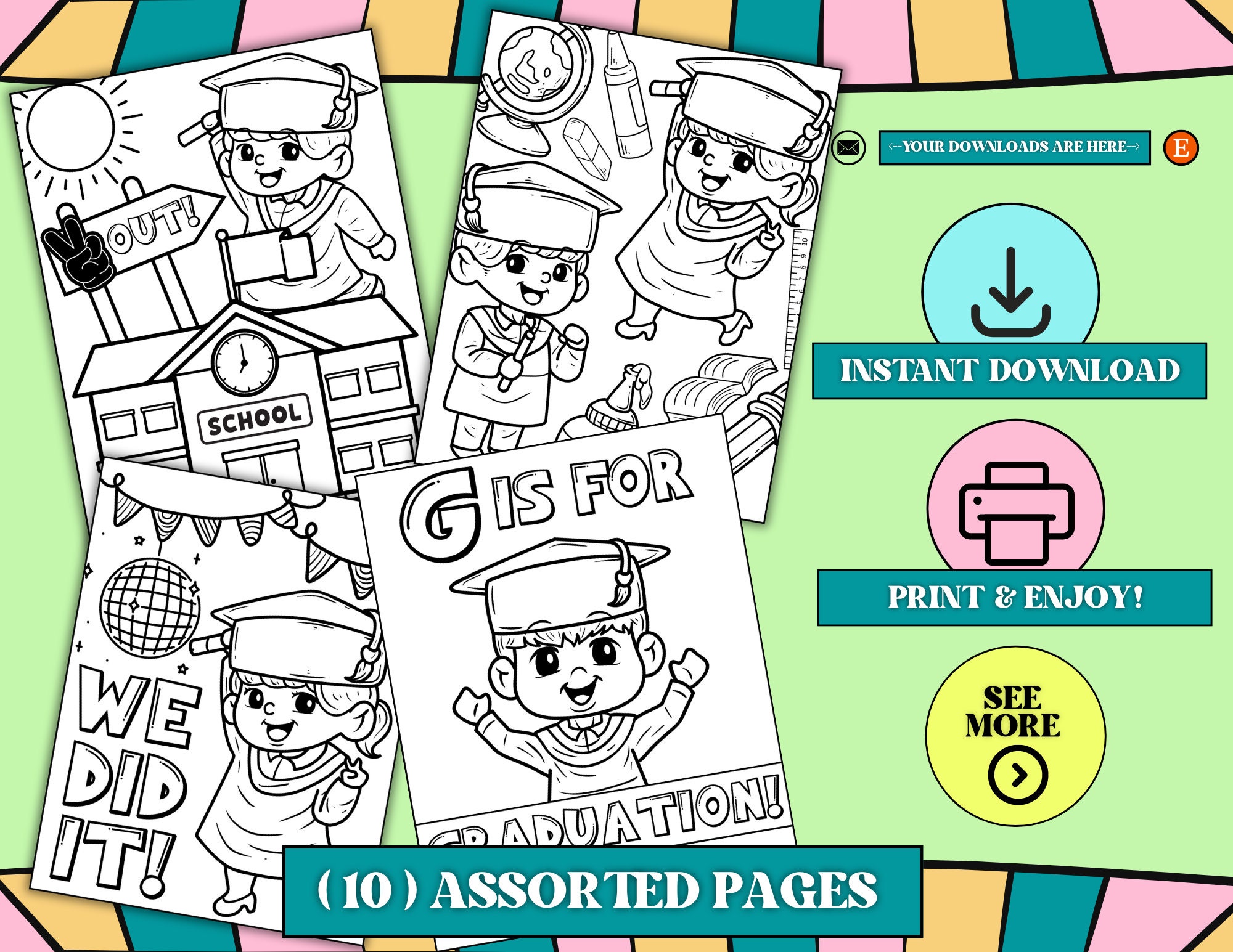 Preschool Graduation Coloring Pages 2025 Kindergarten Graduation ...