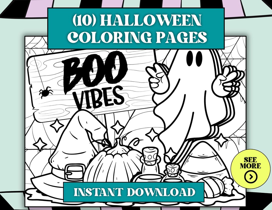 10 Halloween Coloring Pages for Kids Halloween Party Activity Printable ...