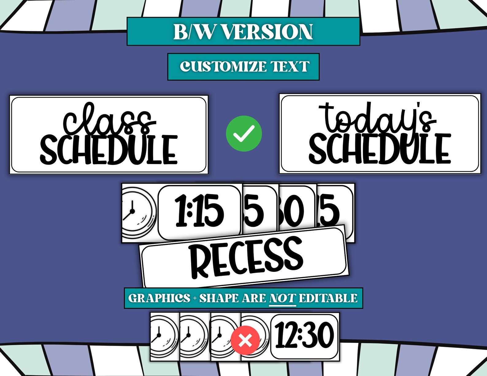 Classroom Editable Schedule Cards Printable Daily Schedule Template for ...