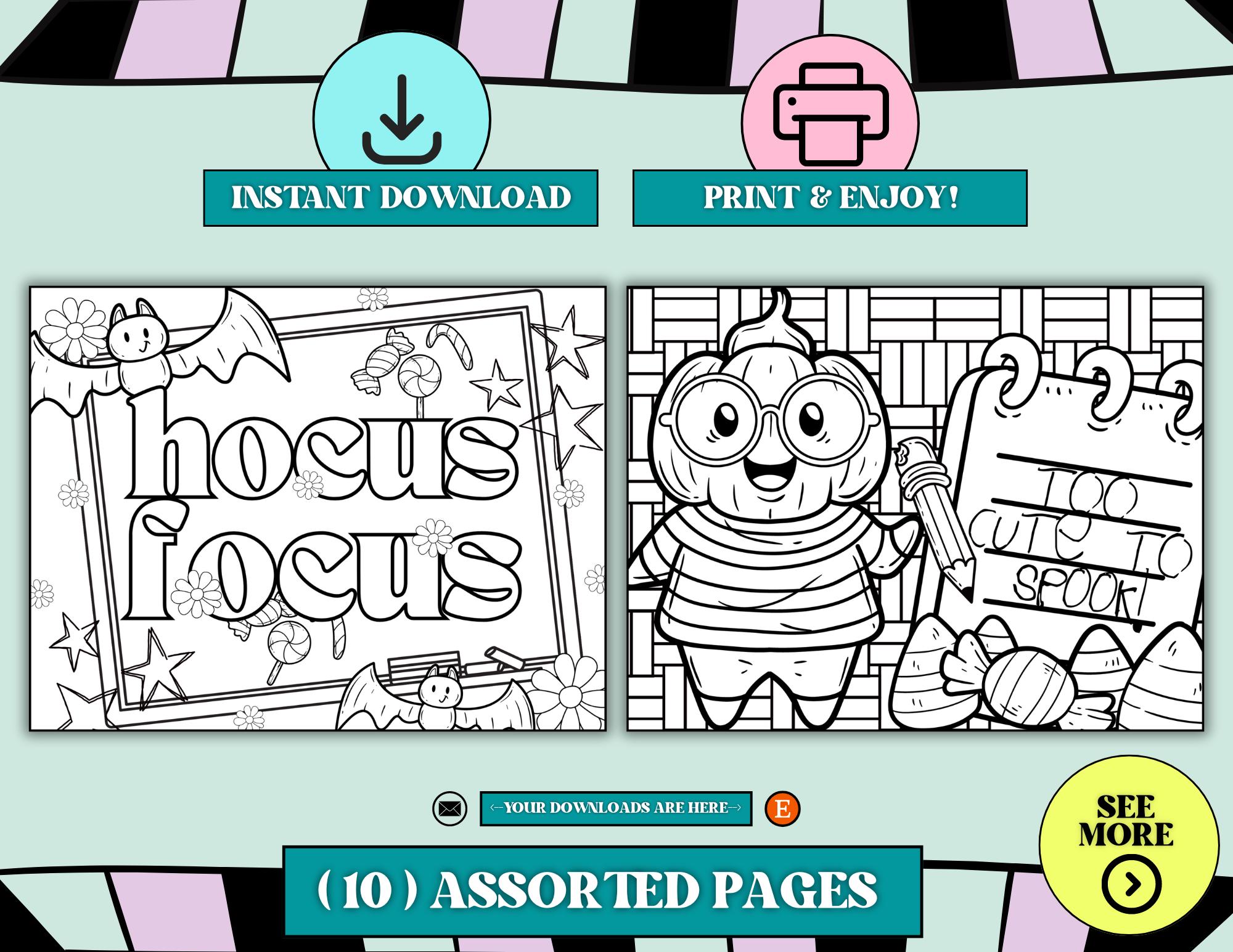 10 Halloween Coloring Pages for Kids Halloween Party Activity Printable ...