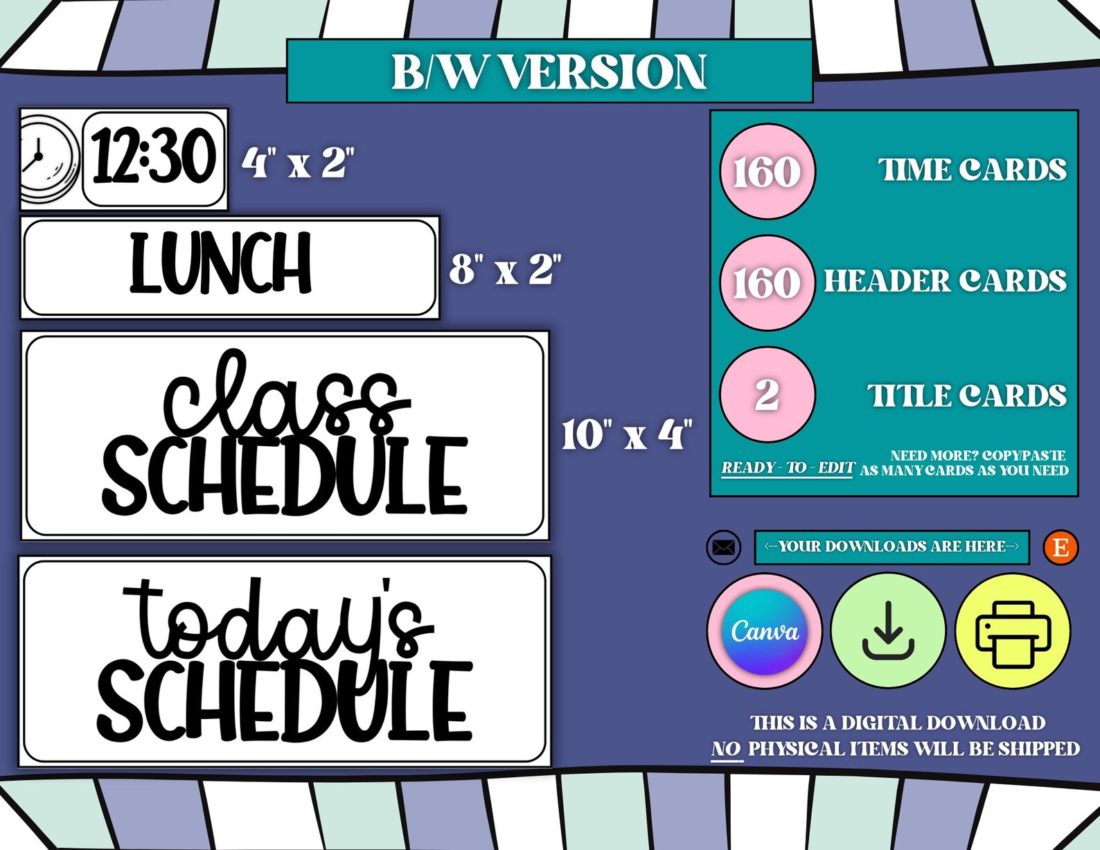 Classroom Editable Schedule Cards Printable Daily Schedule Template for ...