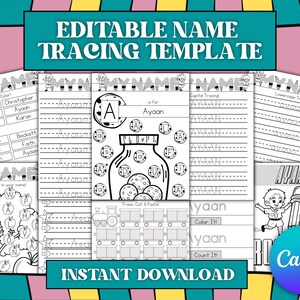 Editable Name Tracing Template Handwriting Worksheet for Kids Custom ...