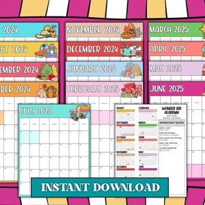 2024-2025 Editable School Year Calendar Printable Template Instant ...