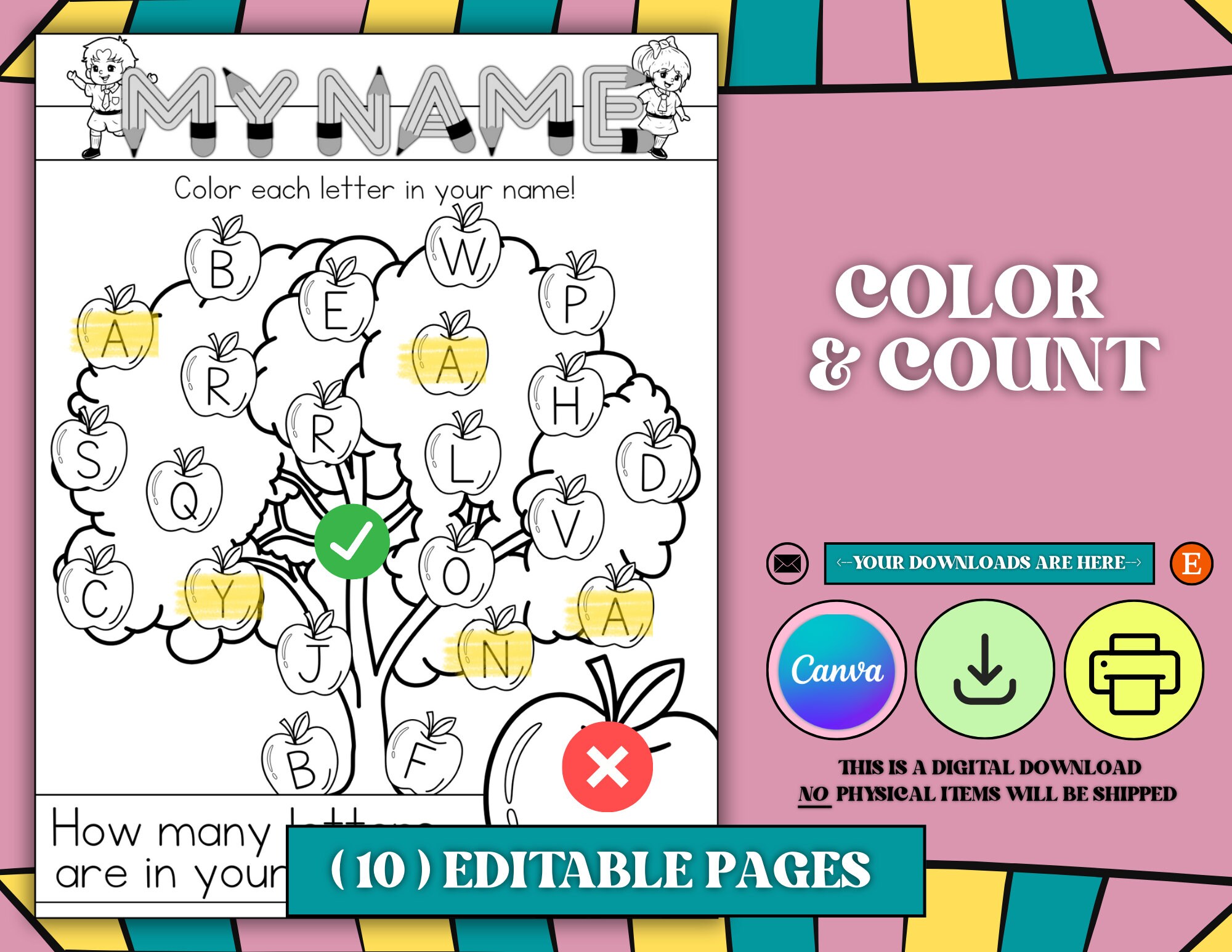 Editable Name Tracing Template Handwriting Worksheet for Kids Custom ...