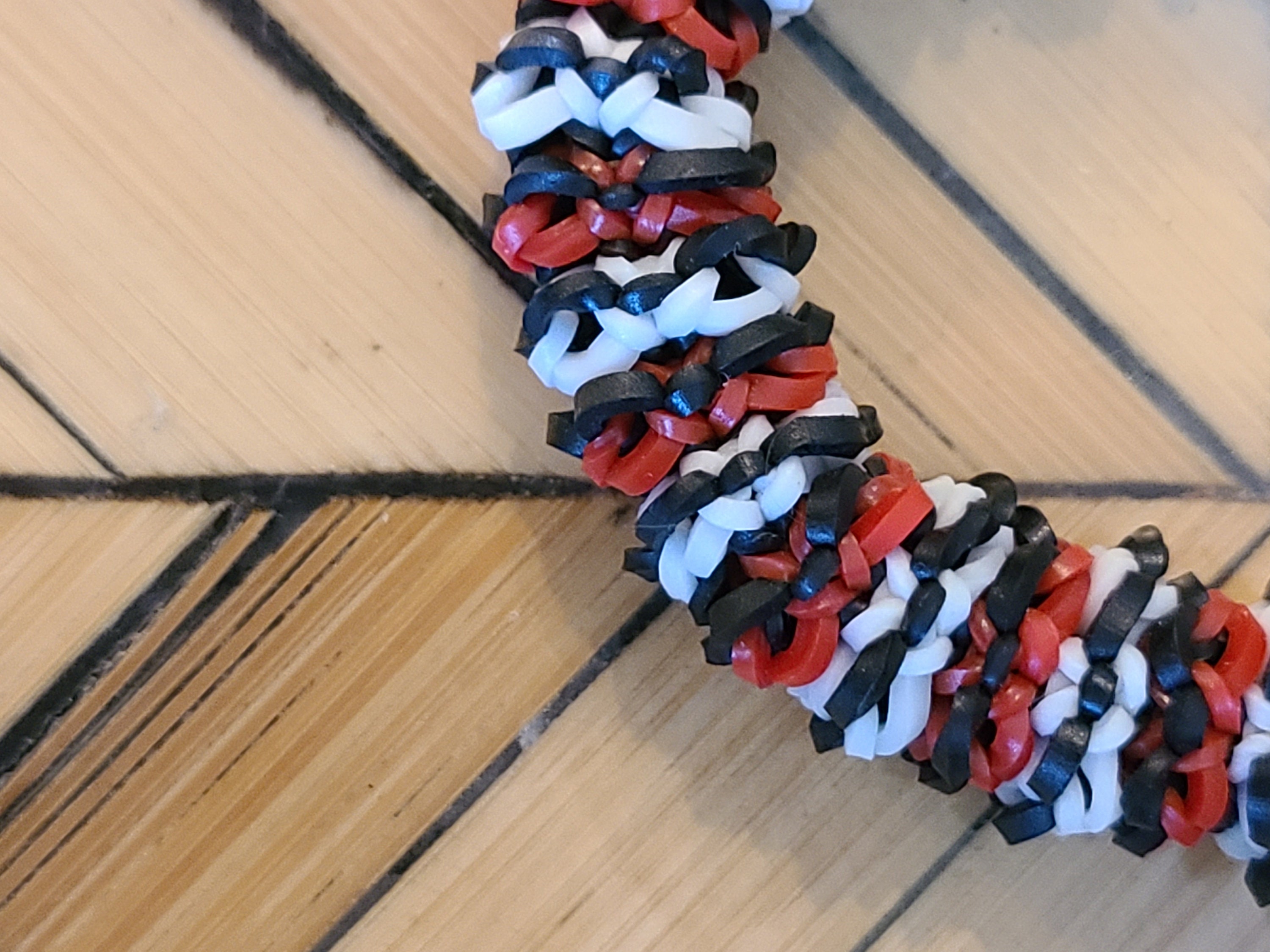 Red White and Black Loom Bracelet - Gumdrop Design - Etsy