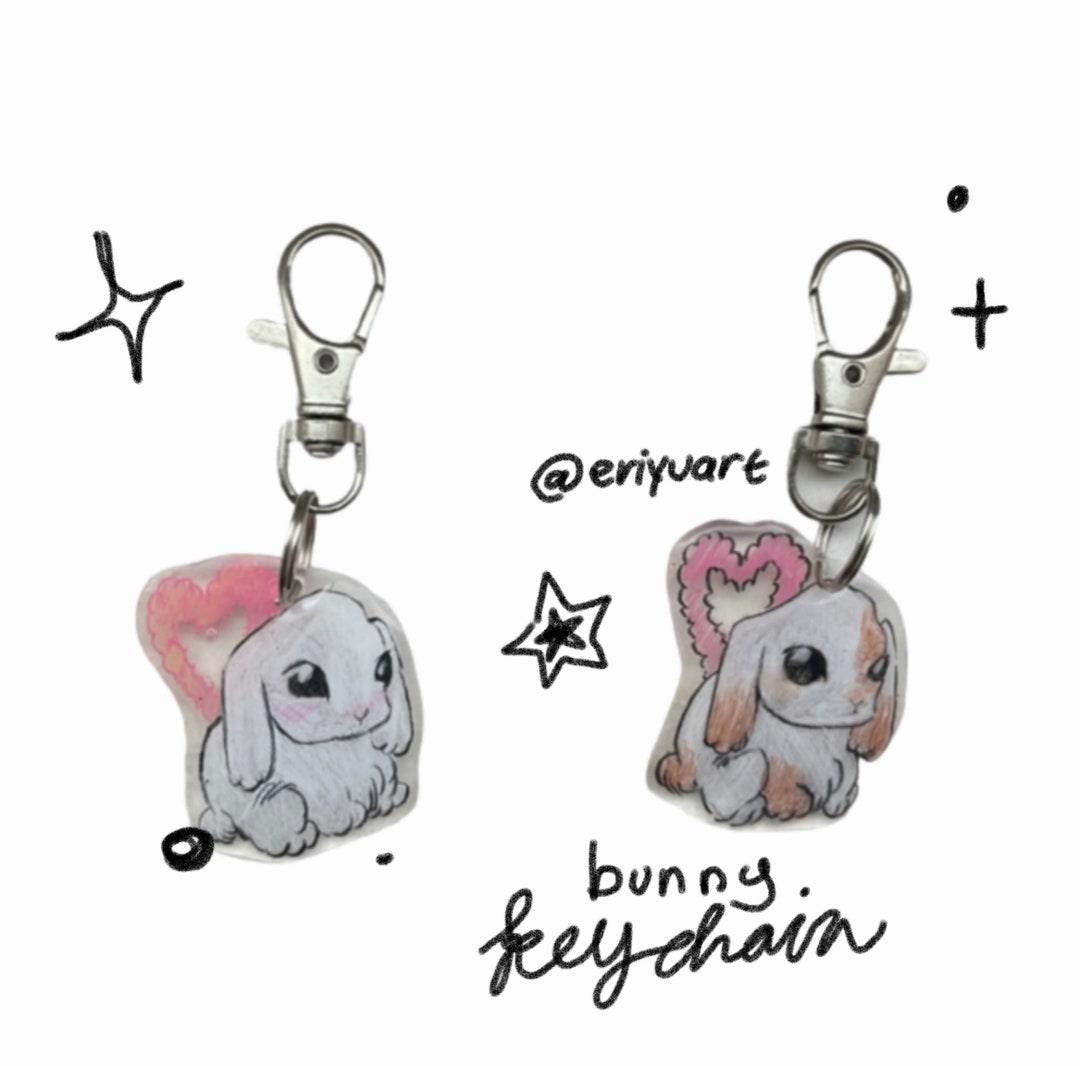 Y2k Cute Aesthetic Resin Bunny Heart Keychain - Etsy