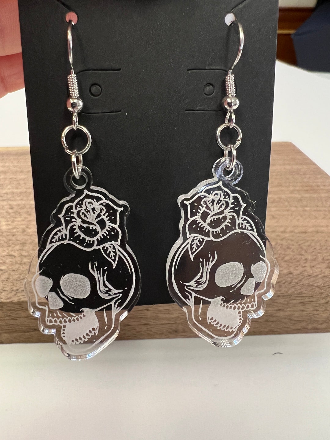 Skull Clear Acrylic Earrings, Skeleton Earrings, Halloween Earrings ...