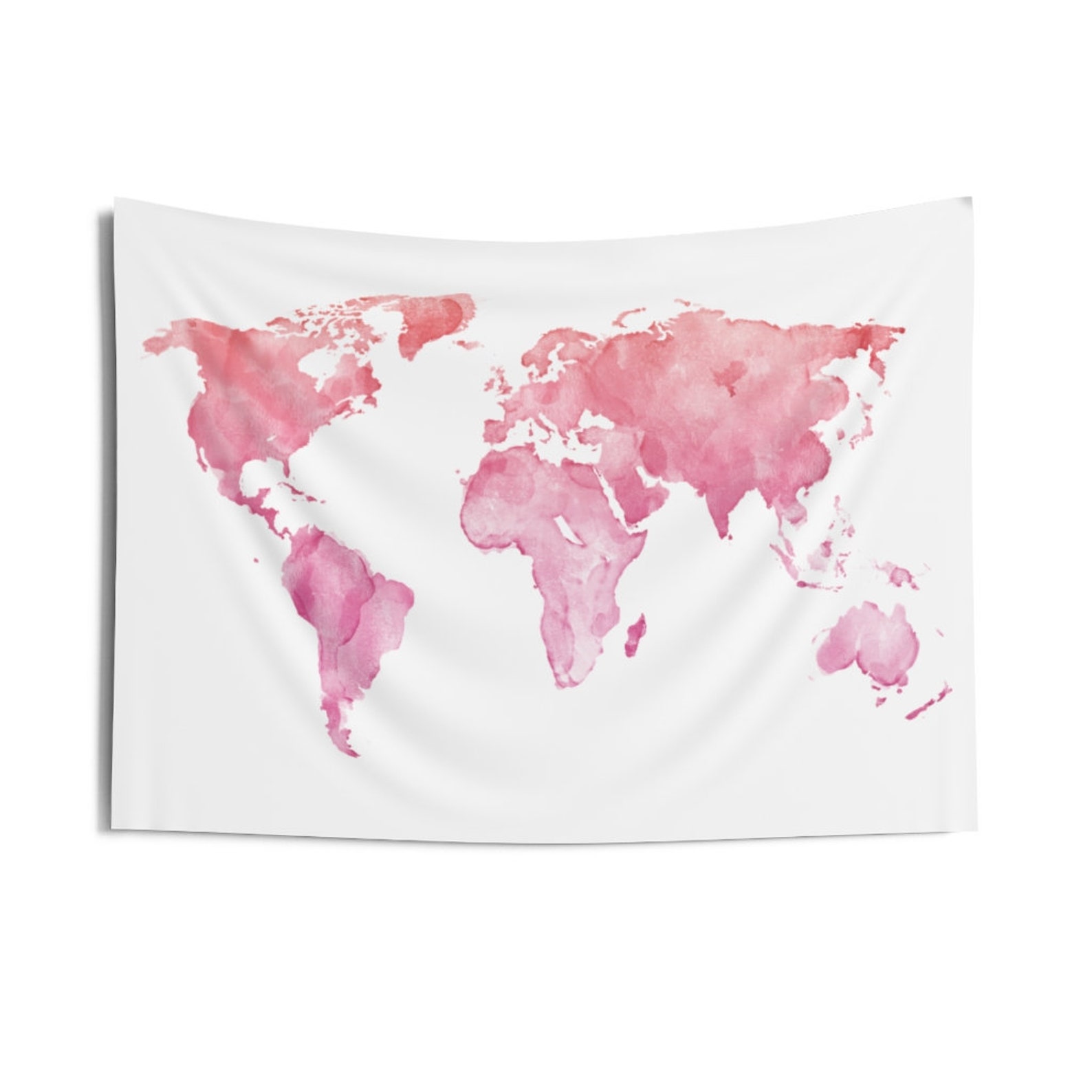 Pink World Map Watercolor Tapestry Pink Tapestry World Map | Etsy
