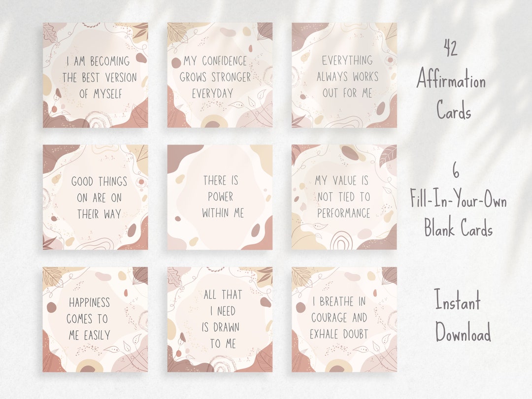 Boho Positive Affirmations for Women Affirmation Cards Daily ...