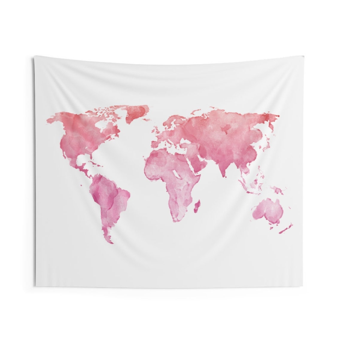 Pink World Map Watercolor Tapestry Pink Tapestry World Map | Etsy