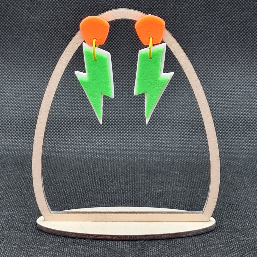 Neon Lightning Bolt // Neon Green // Hand Made // Polymer Clay // Free ...