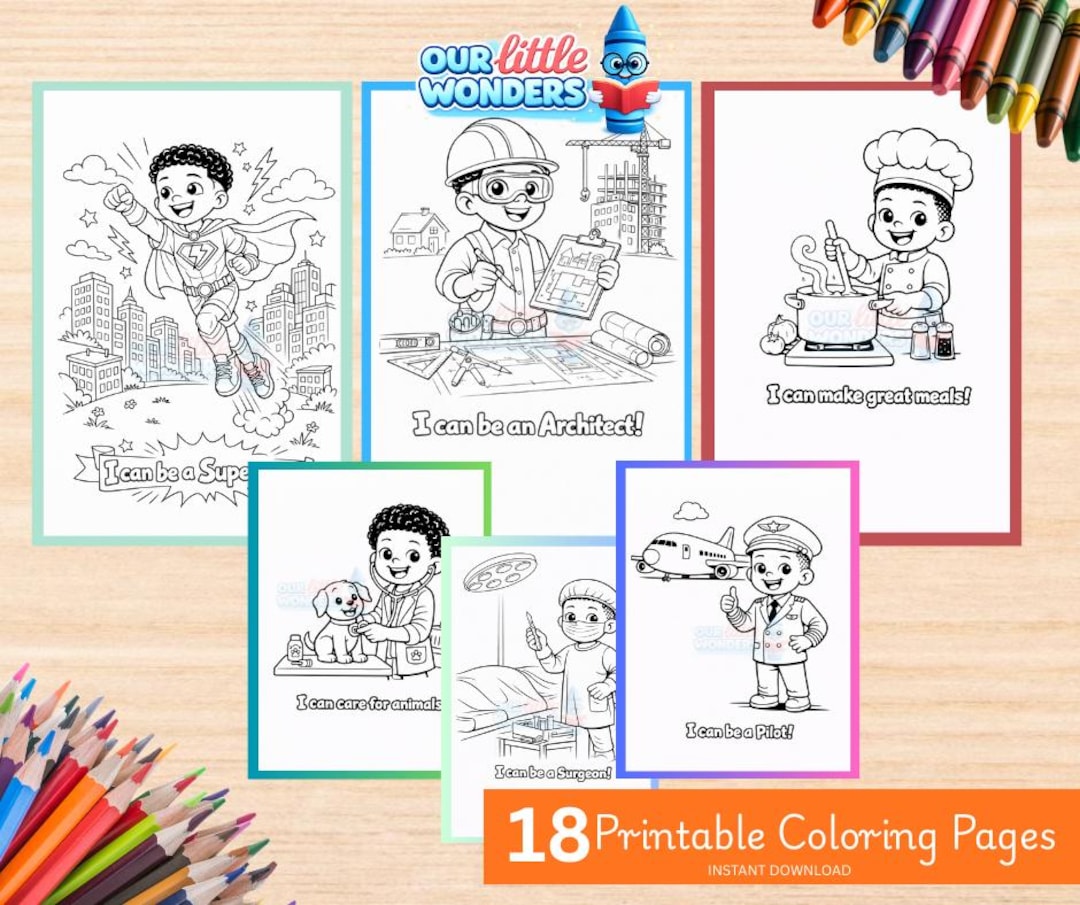 Toddler Dream Jobs Coloring Book | 18 Career Coloring Sheets | Instant ...