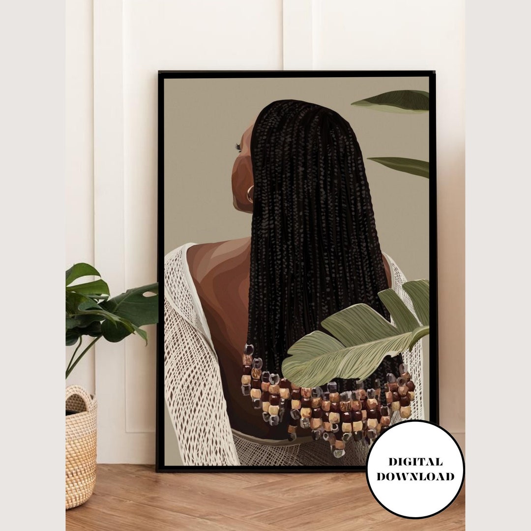 Black Girl Printable Wall Art, Black Girl Art Prints, Boho Art, Digital ...