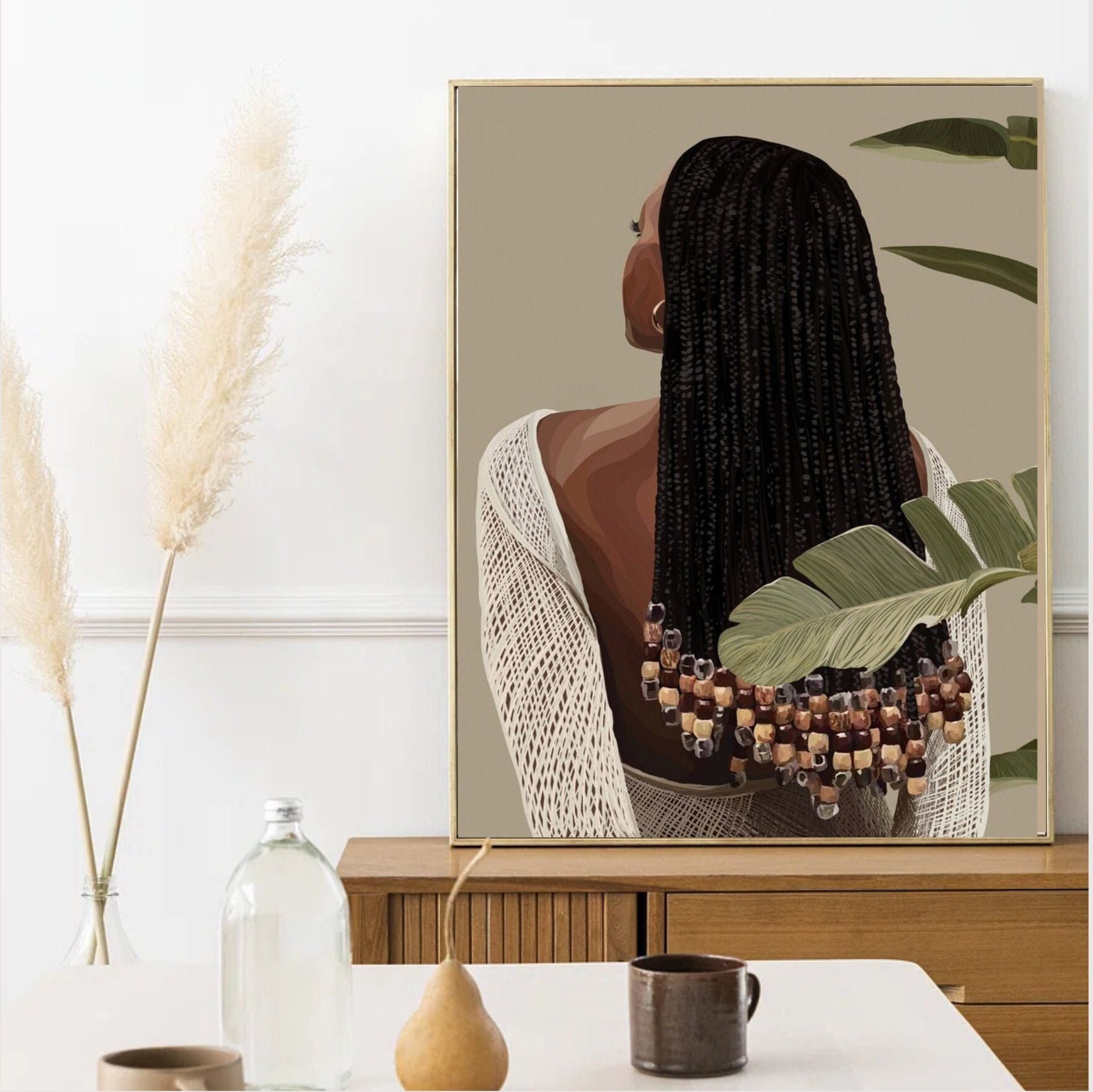 Black Girl Printable Wall Art, Black Girl Art Prints, Boho Art, Digital ...