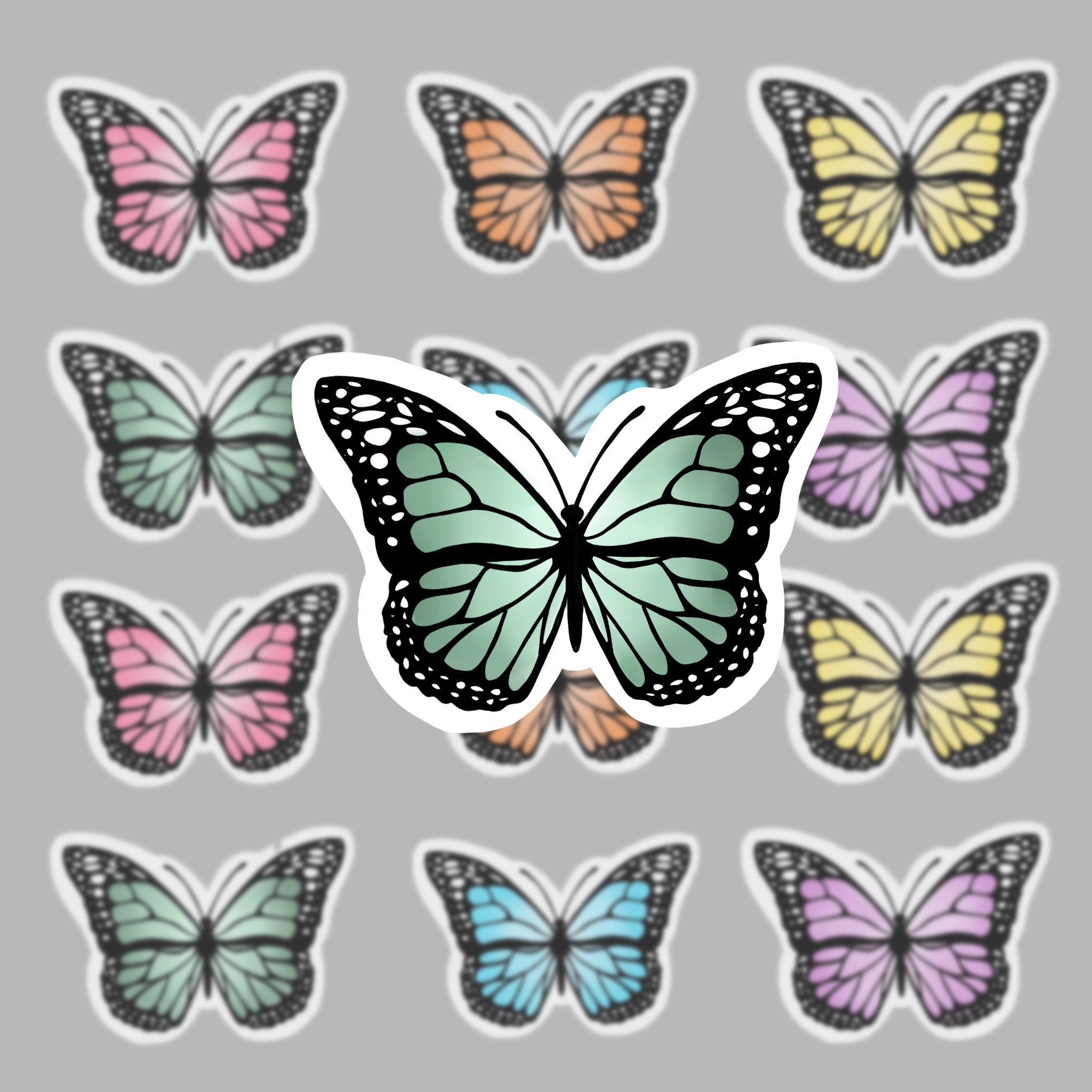 Green Butterfly Sticker - Etsy