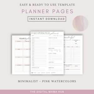 Minimalist Planner - Printable PDF Planner, Planner Bundle, Daily ...
