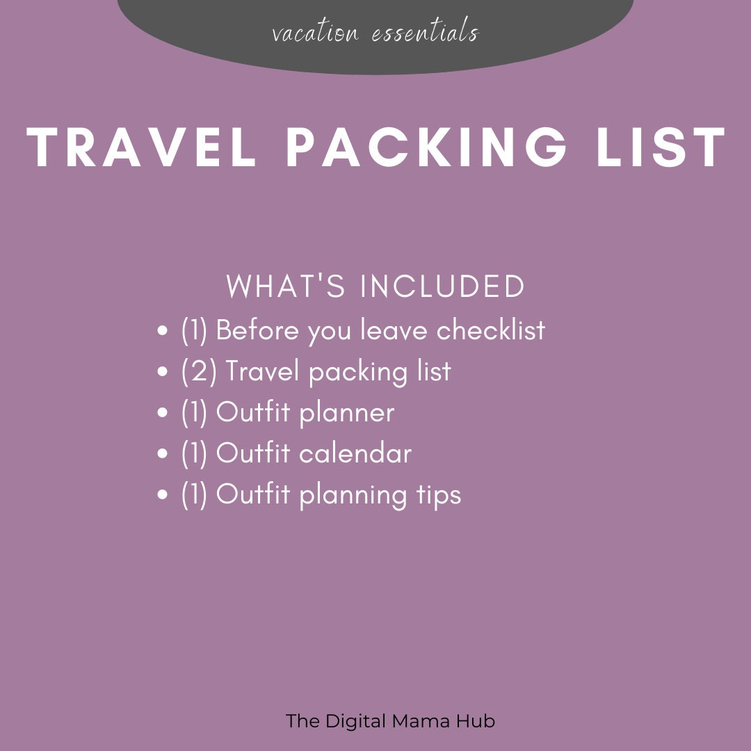 Packing List Bundle Printable | Ultimate Travel Packing List | Vacation ...