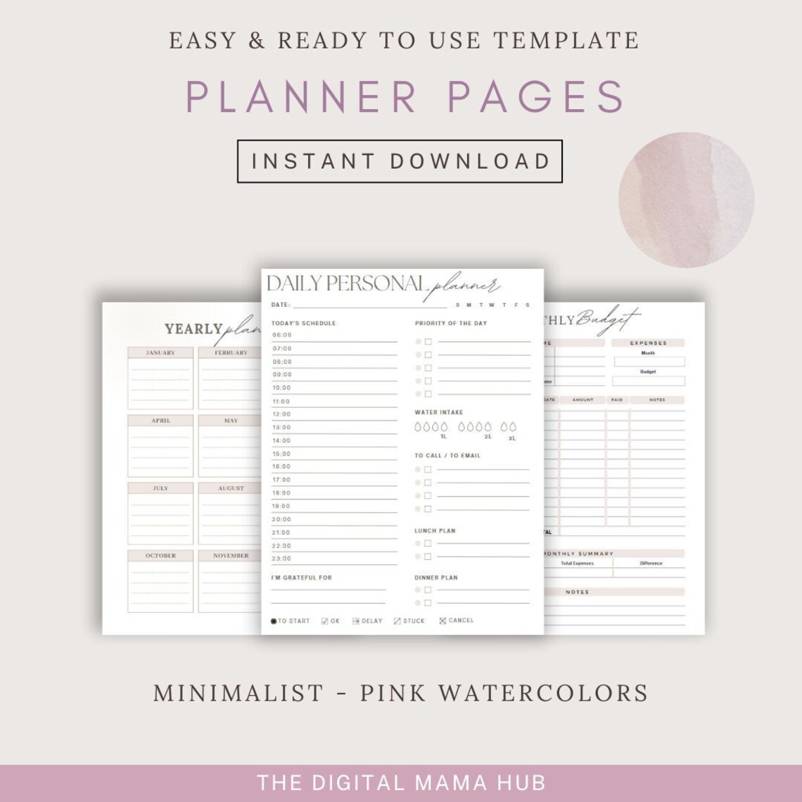 Minimalist Planner - Printable PDF Planner, Planner Bundle, Daily ...