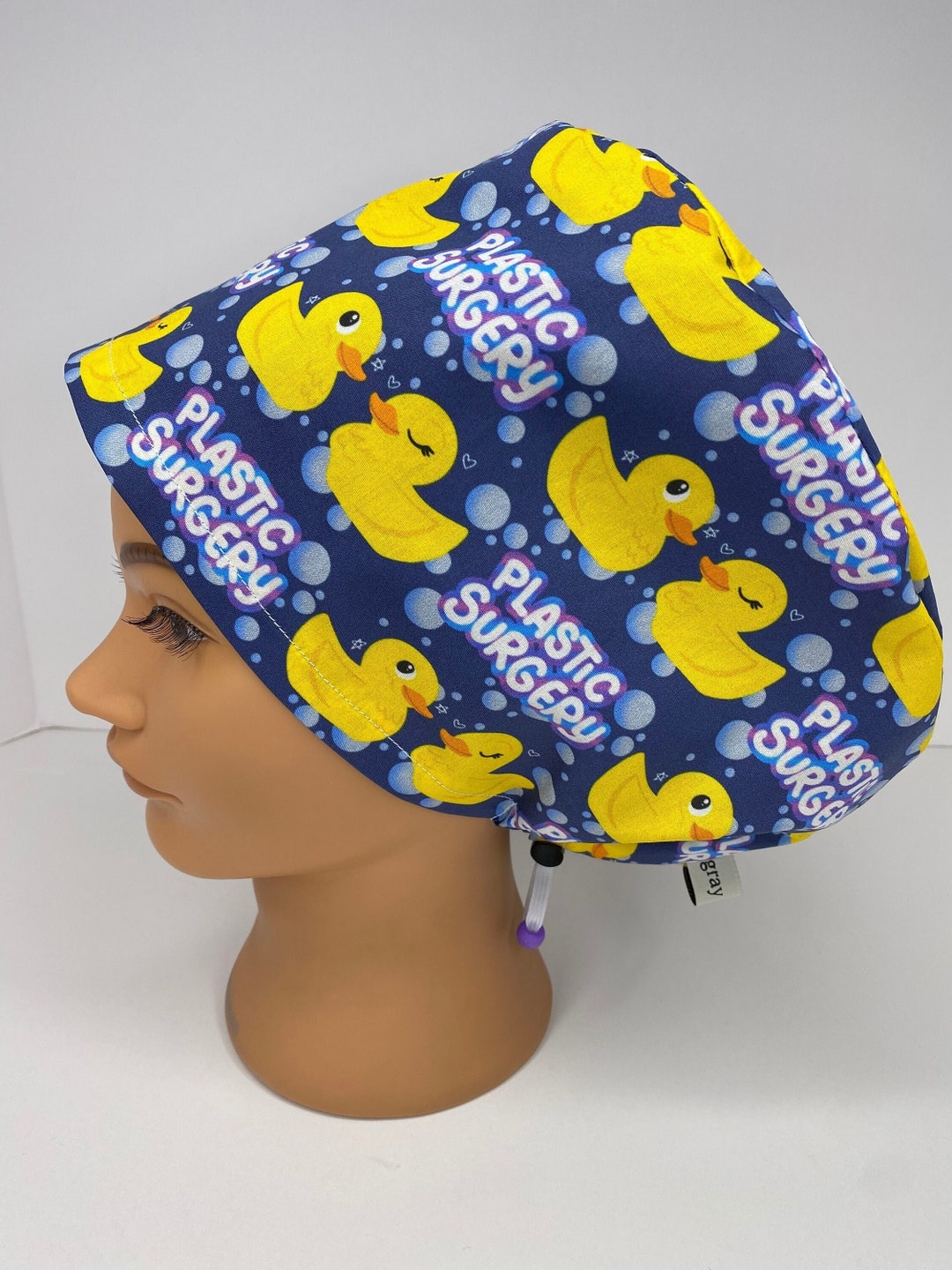Plastic Surgery, Women's Cute Blue Euro Scrub Cap, Funny Ducks Surgical ...