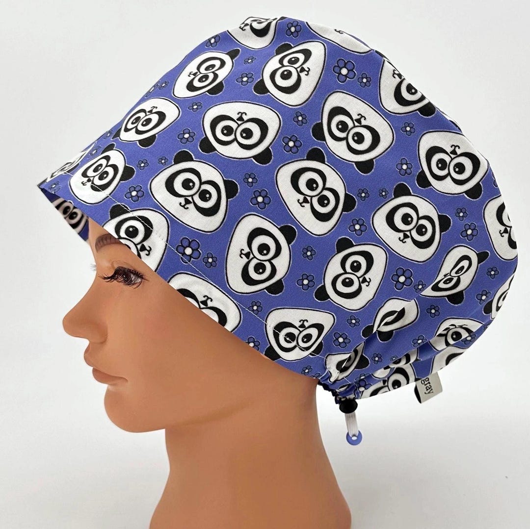 Women's Euro Scrub Cap, Blue Medical Operating Room Surgical Hat for ...
