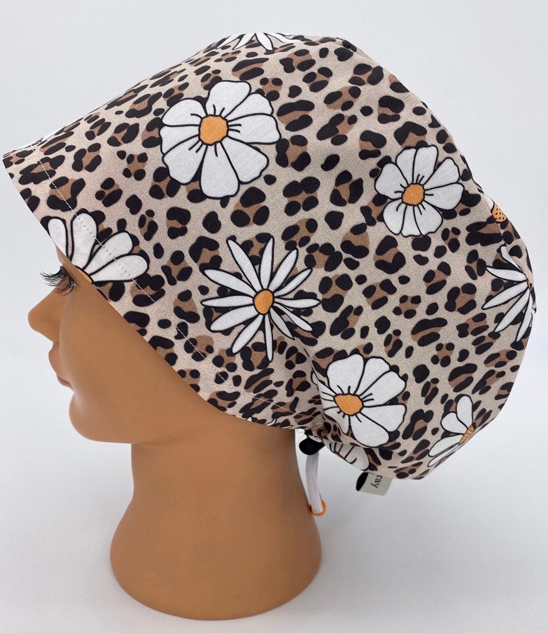Gemma, Cute Women’s Euro Style Scrub Cap, Cheetah or Leopard Print ...