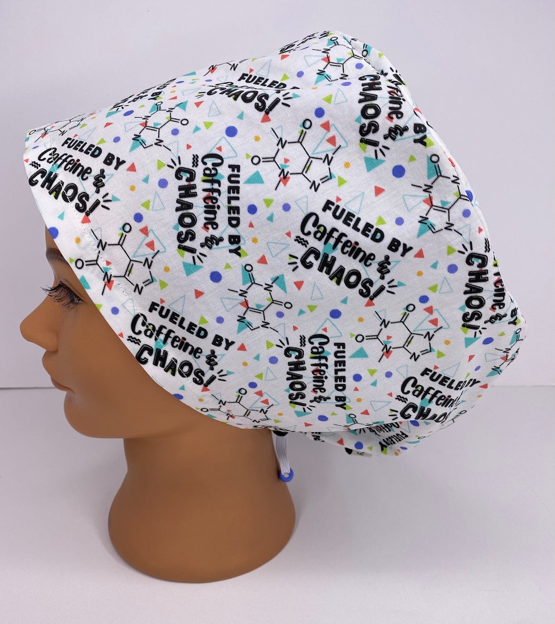 Women's Euro Scrub Cap, Caffeine, Surgical Hat, Funny Scrub Cap, Cute ...