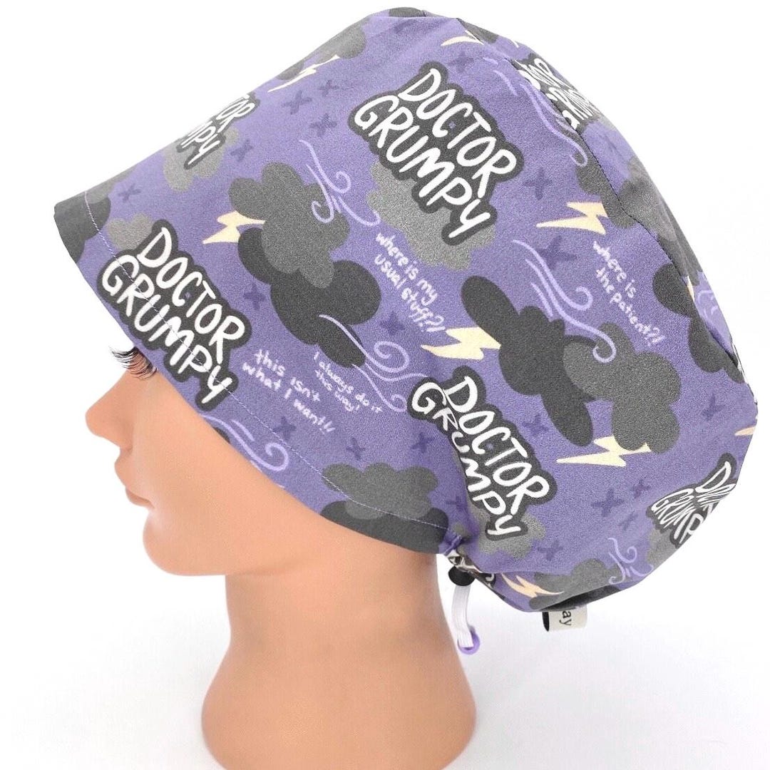 Grumpy Doc Womens, Funny Women's Euro Style Scrub Cap, FADED Colors ...