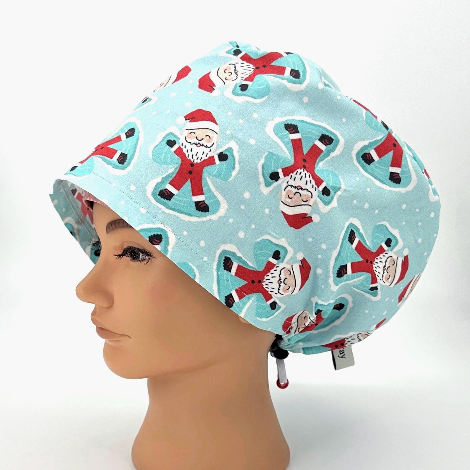 Funny Christmas Scrub Cap Women's Euro Cute Blue Medical Surgical Hat ...