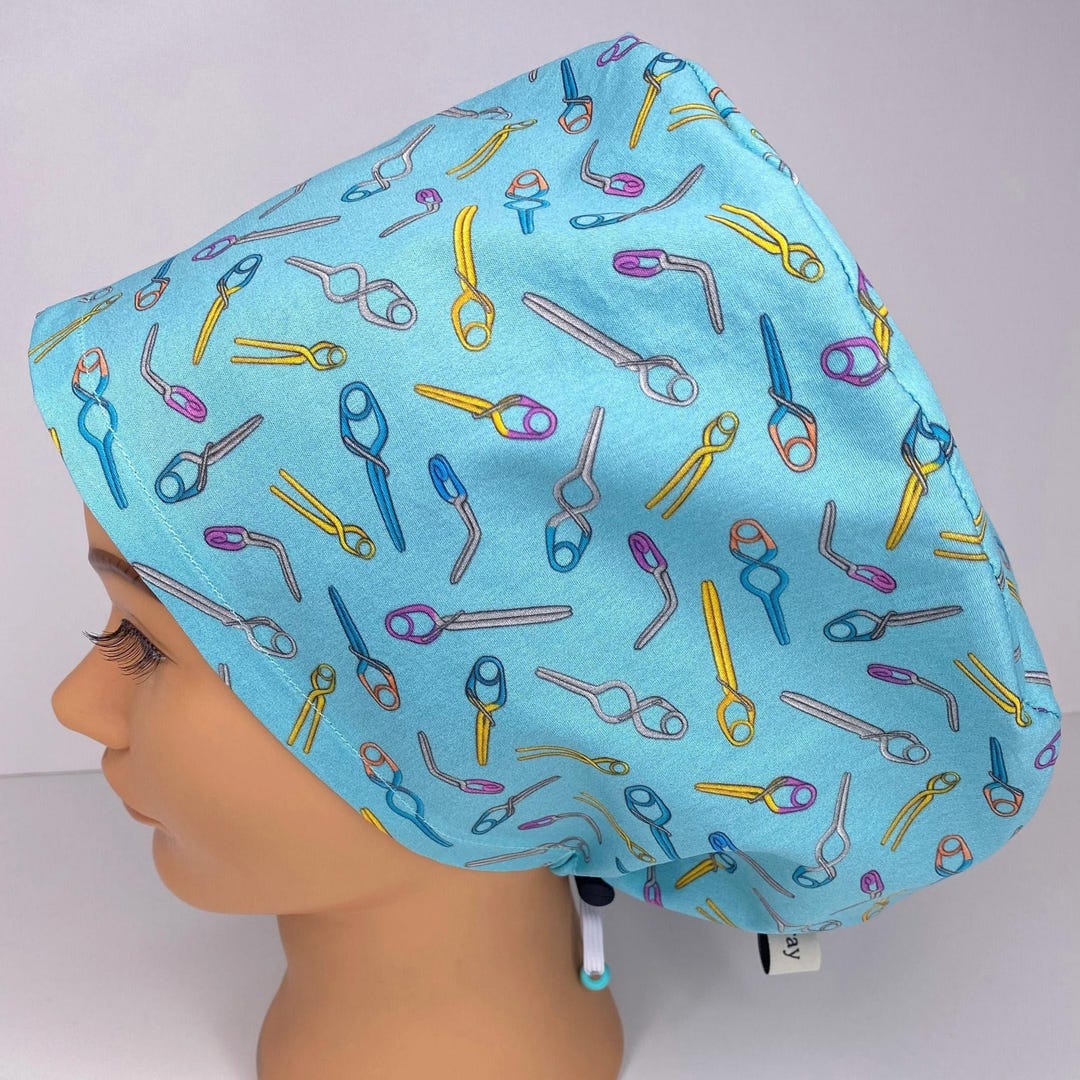 Scrub Cap Neuro Women's Euro Medical Surgical Hat Teal With Aneurysm ...