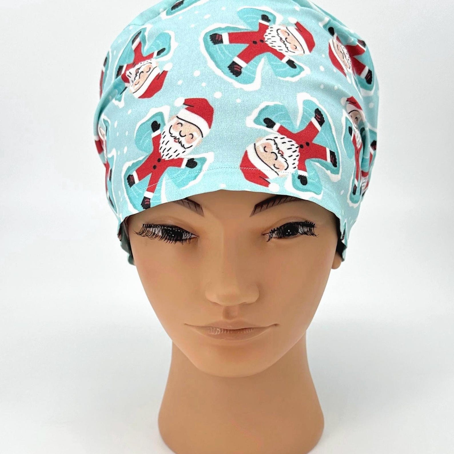 Funny Christmas Scrub Cap Women's Euro Cute Blue Medical Surgical Hat ...