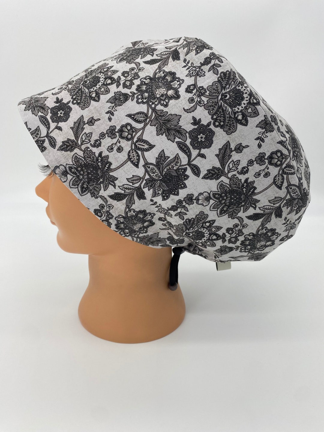Miranda, Women's Euro Style Scrub Cap, Gray and Black Surgical Hat - Etsy