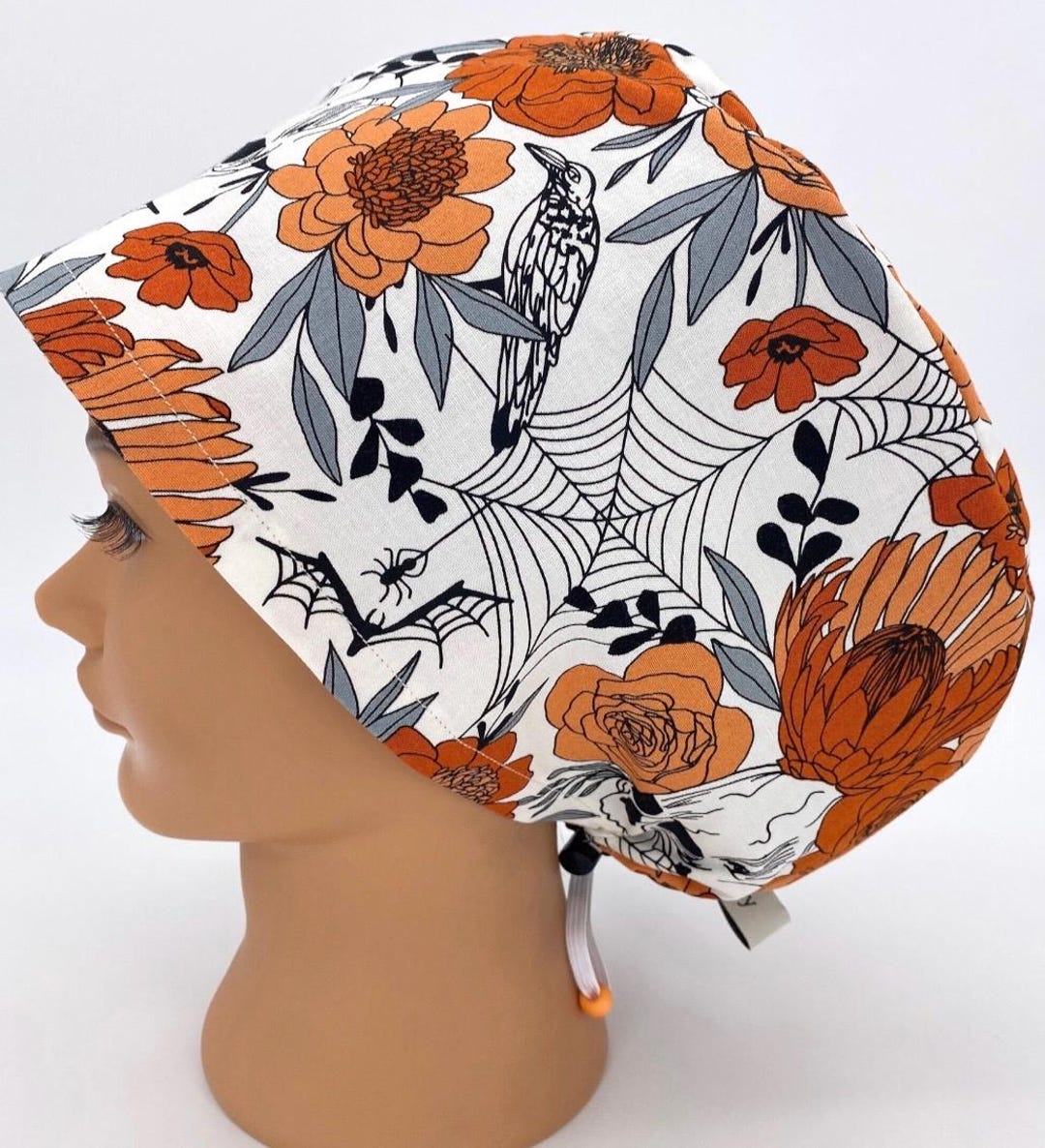 Raven, Womens Halloween Scrub Cap, Cute Euro Style Scrub Cap, Surgical ...