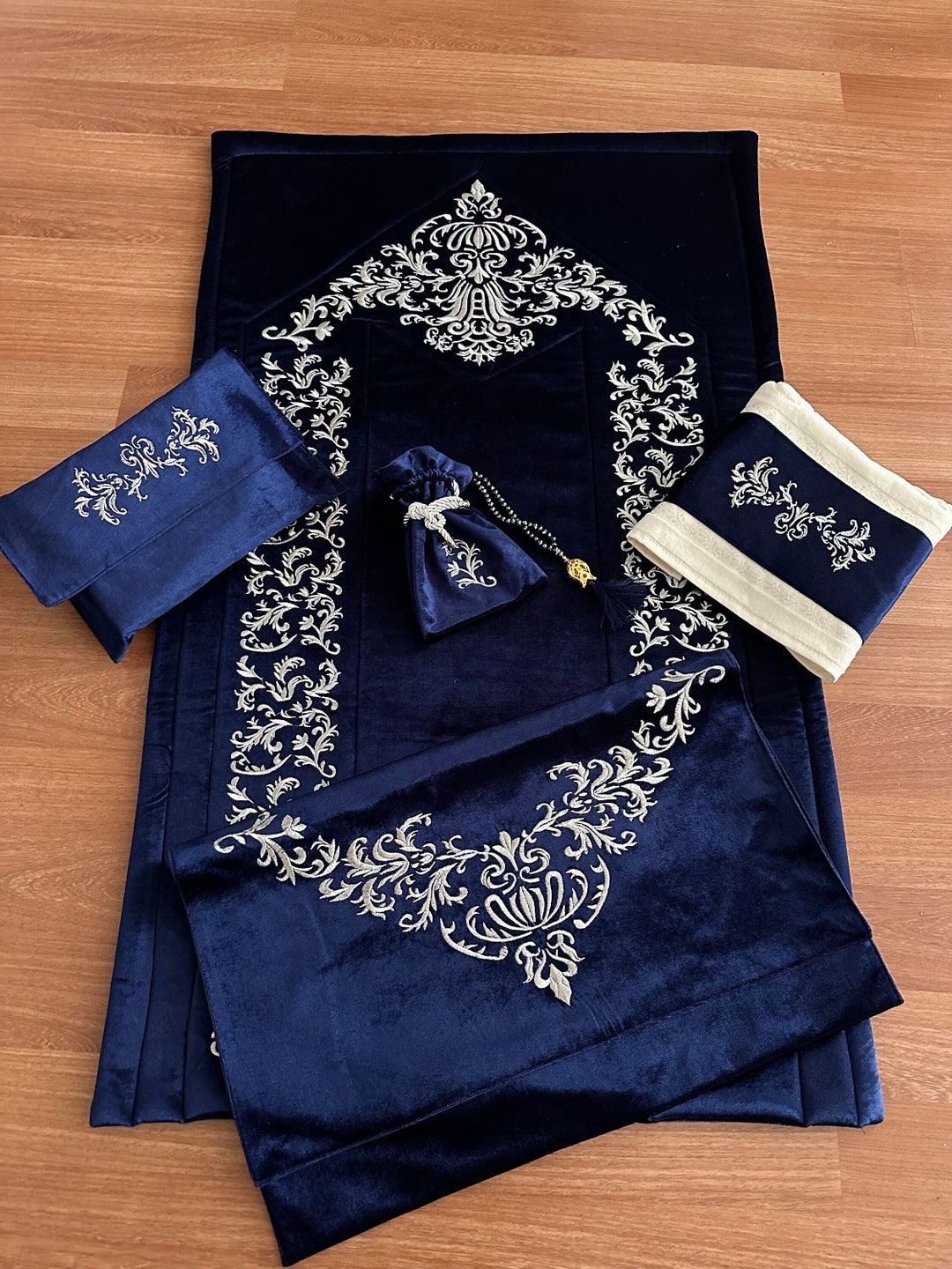 Embroidered Handmade Prayer Rug , Made With Velvet Fabric, Islamic Gift ...