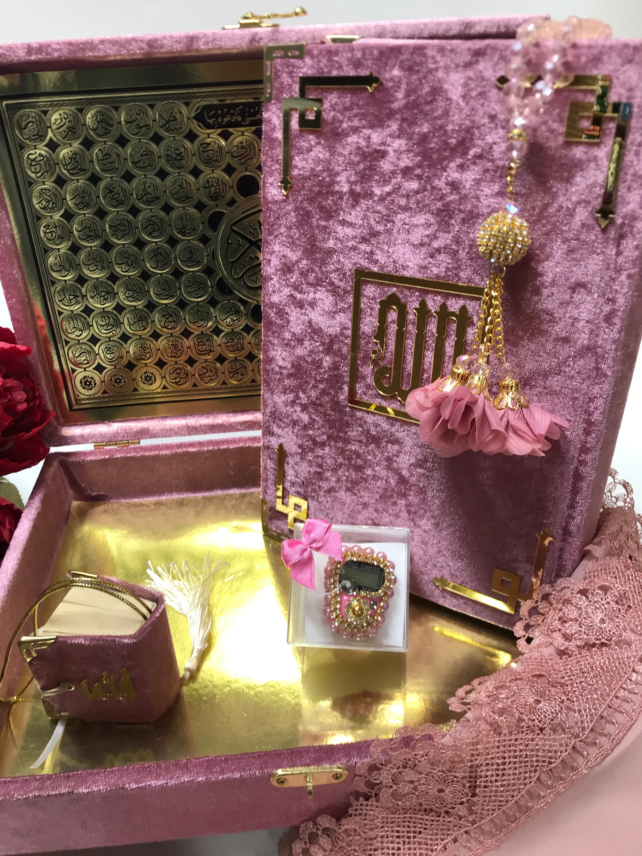 Velvet Quran Gift Set Islamic Prayer Scarf Islamic Gift Set - Etsy