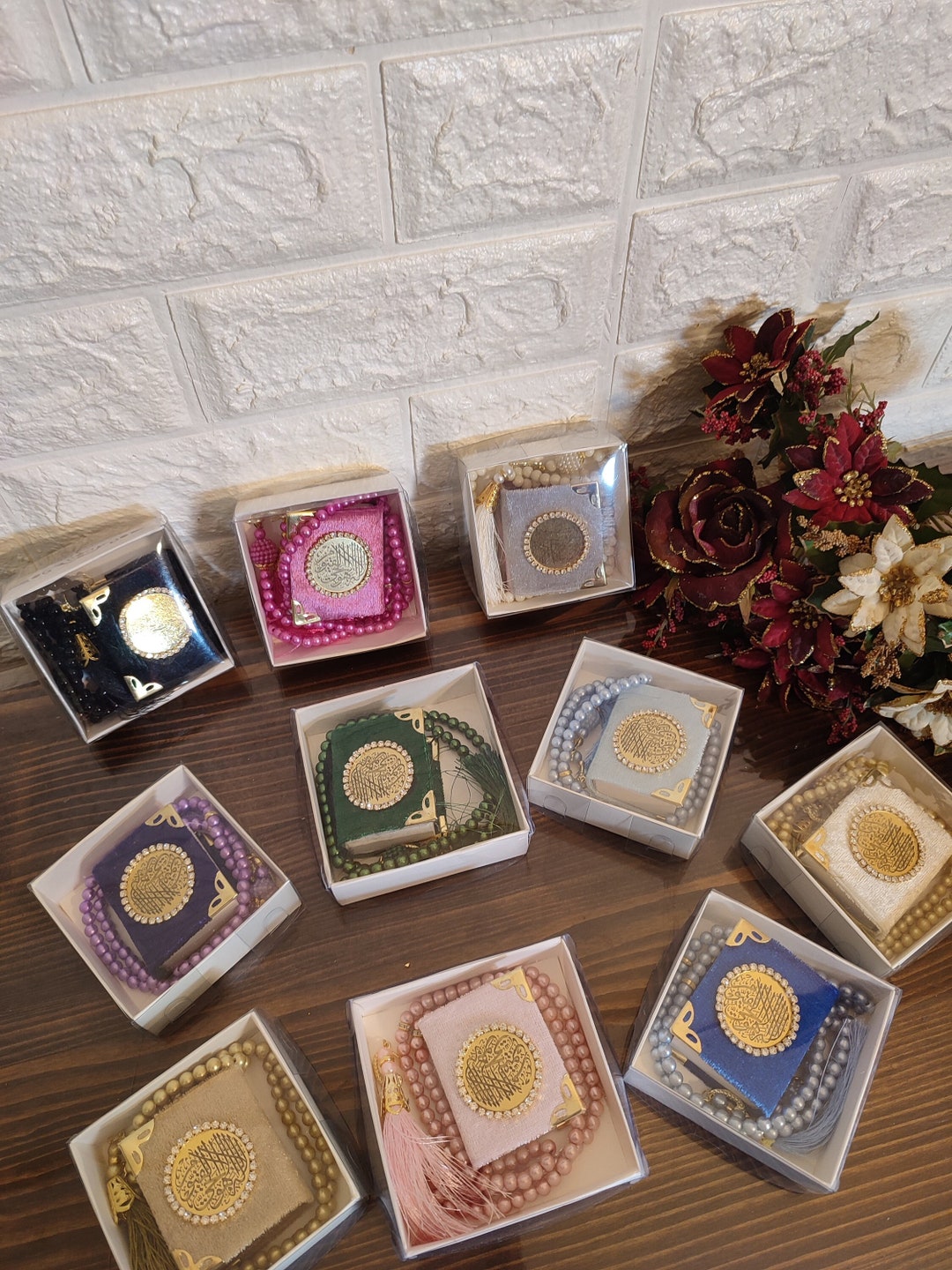 5 Pieces Quran Personalized Mini Quran Set With Rosary Islamic Kuran ...