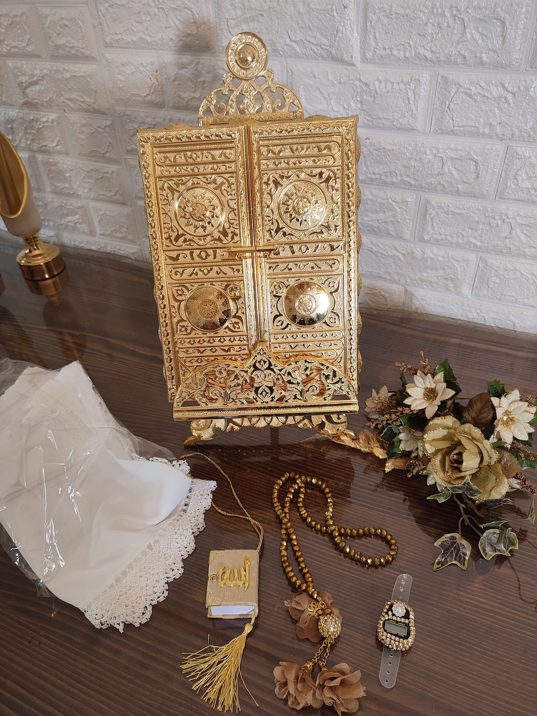 Luxry Quran Stand Set,kaaba Door Designed Decorative Quran Box, Islamic ...