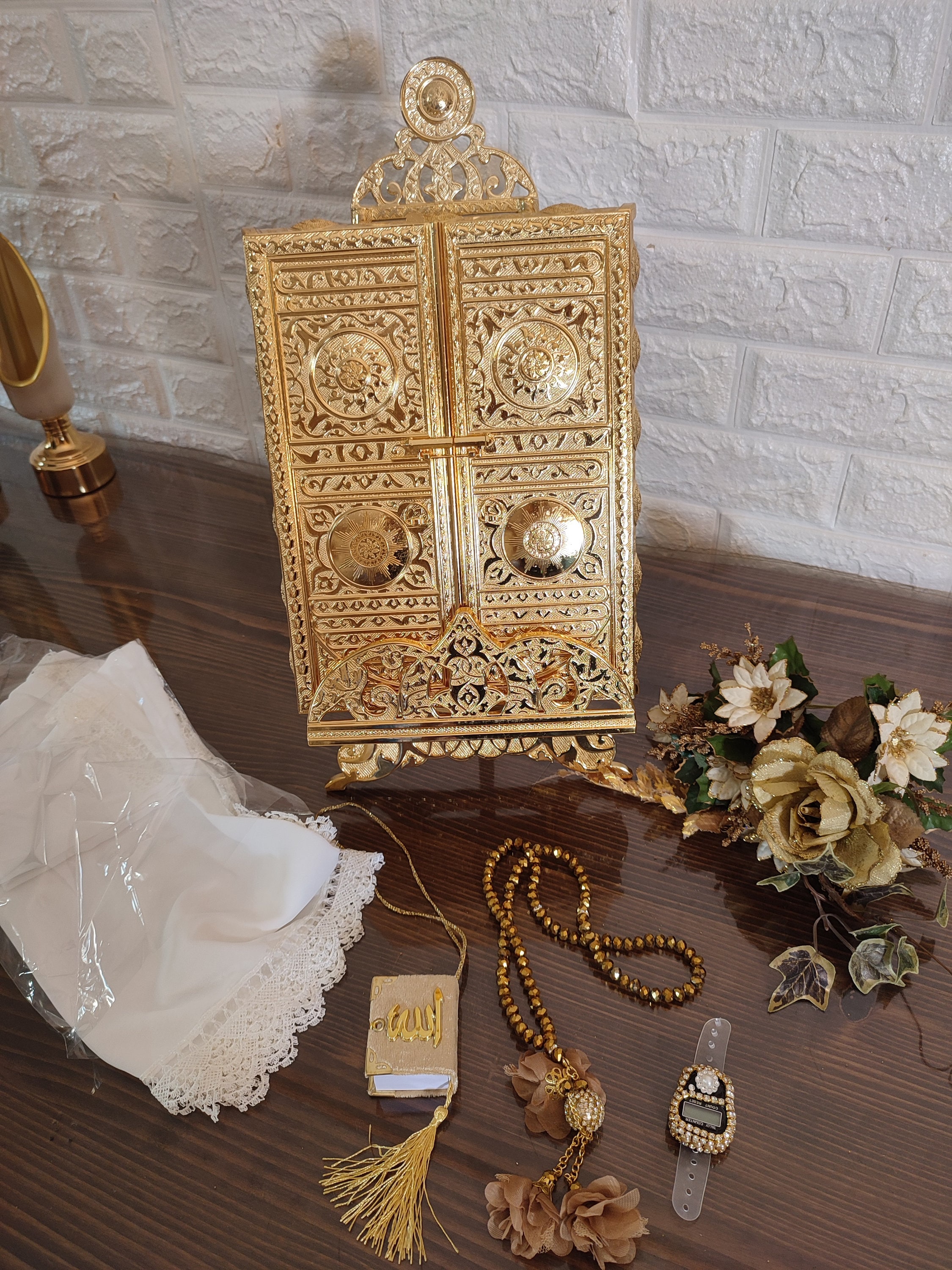 Luxry Quran Stand Set,kaaba Door Designed Decorative Quran Box, Islamic ...