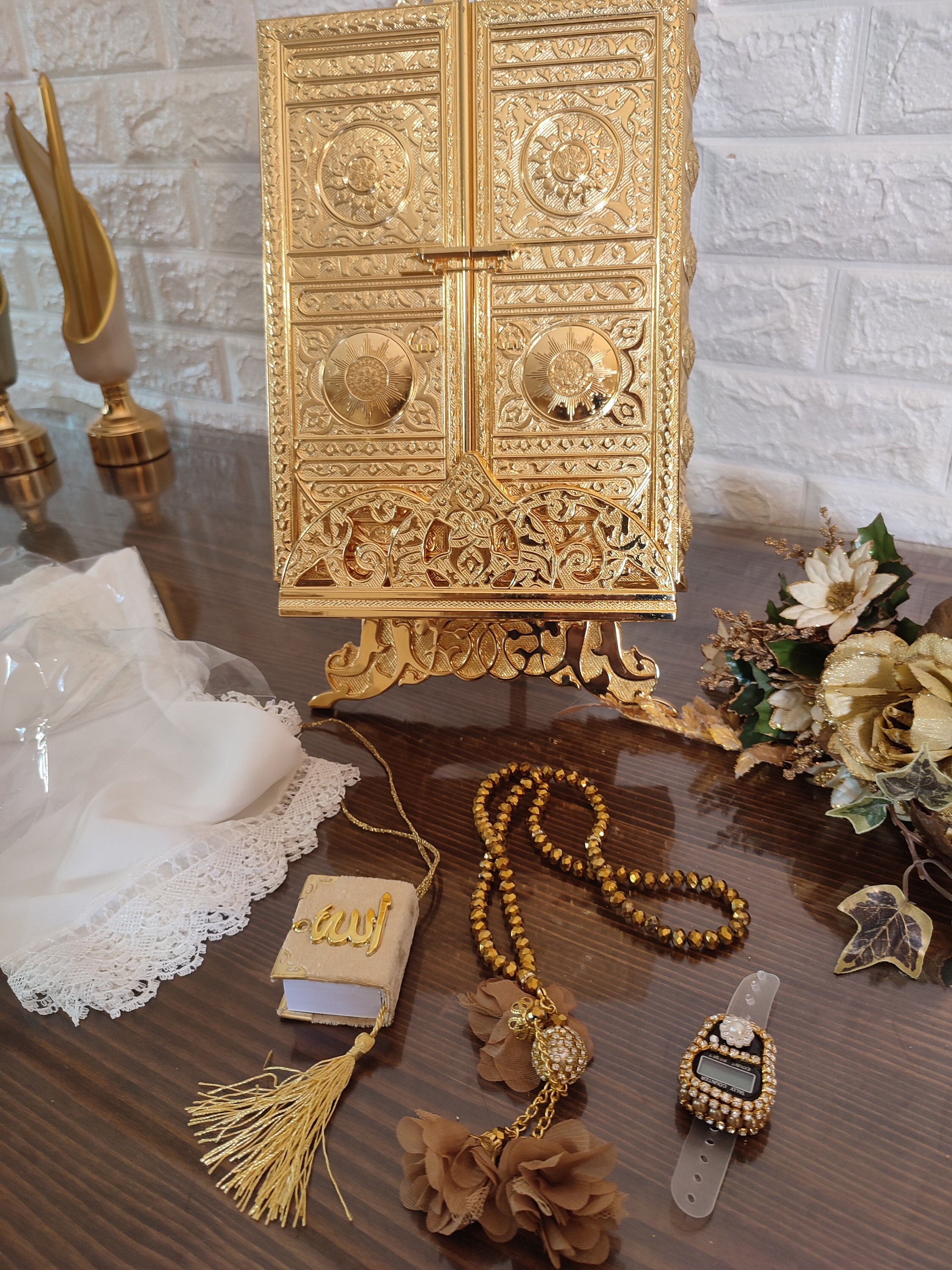 Luxry Quran Stand Set,kaaba Door Designed Decorative Quran Box, Islamic ...