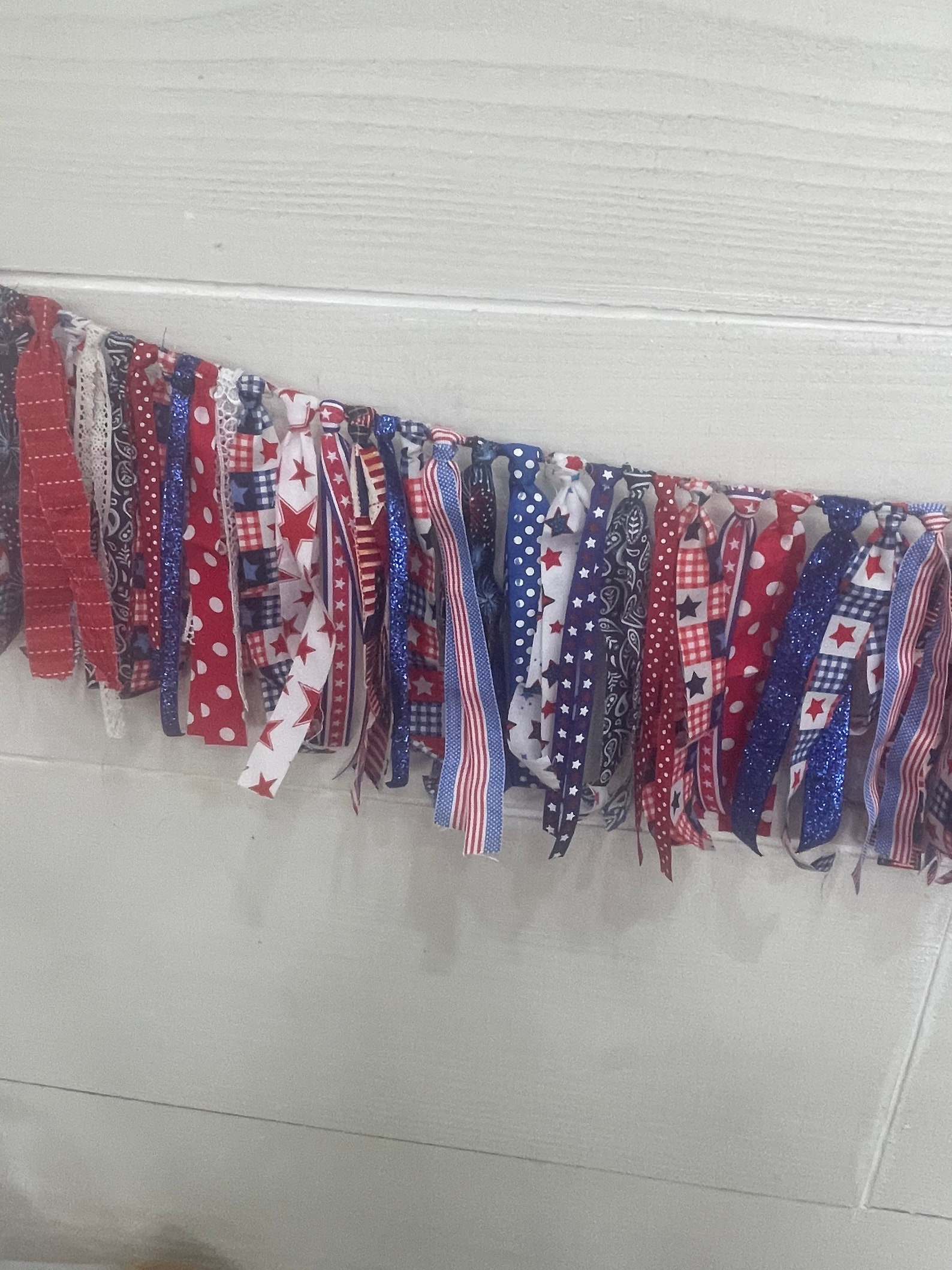 Americana Rag Garland Fabric Garland Mantel Garland Photo Etsy