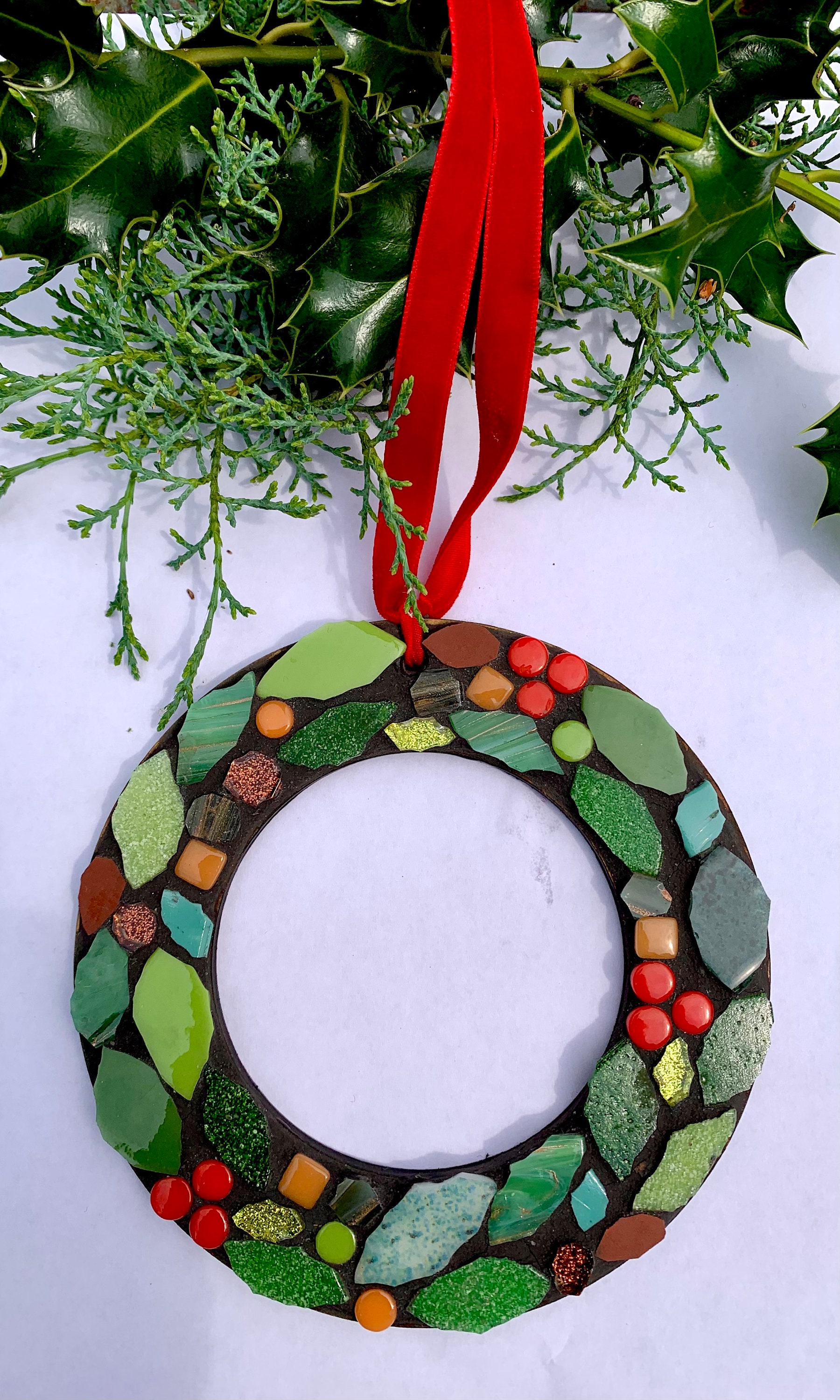 Mosaic Christmas Wreath - Etsy UK