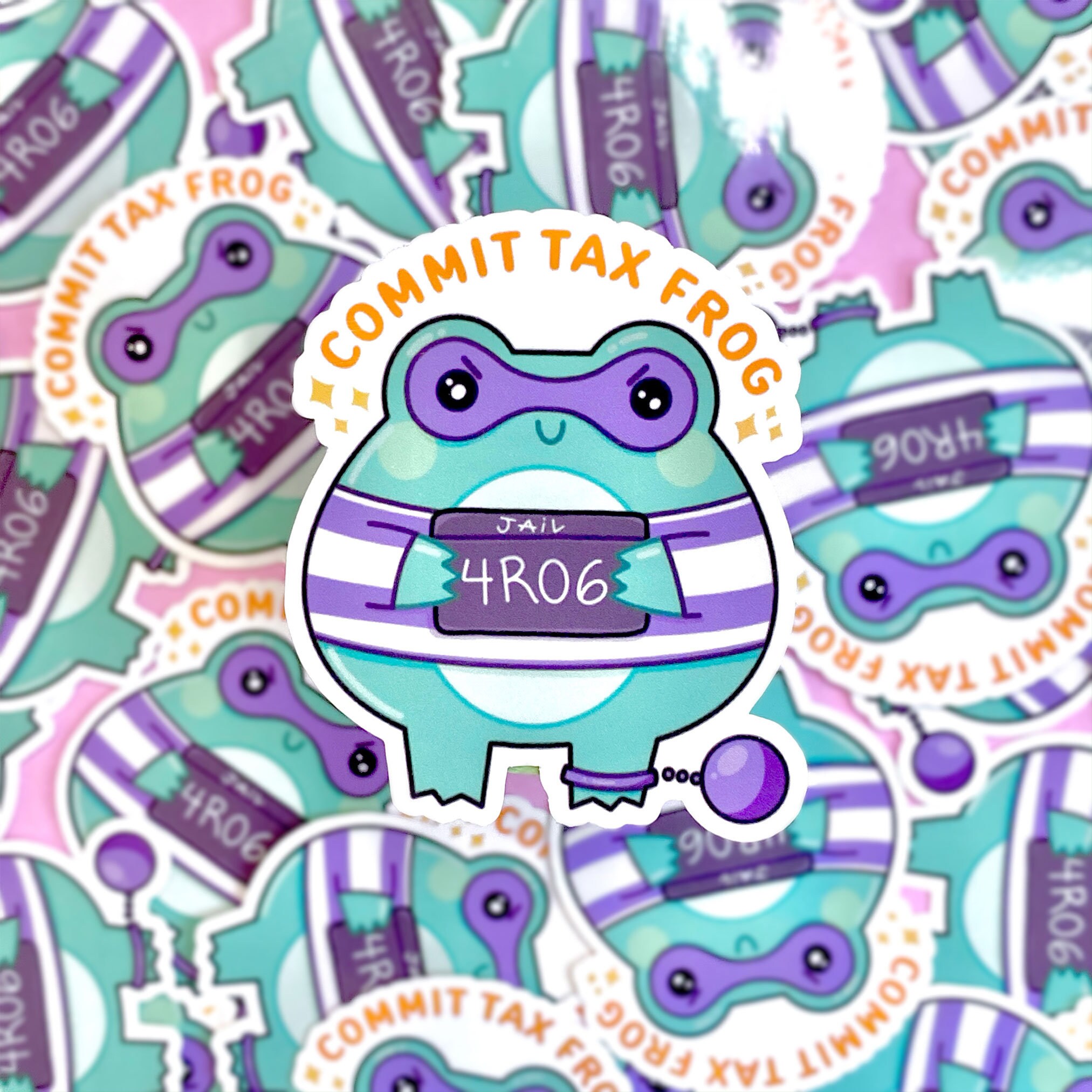 Commit Tax Frog Sticker Cute Glossy Frog Sticker Commit Tax - Etsy