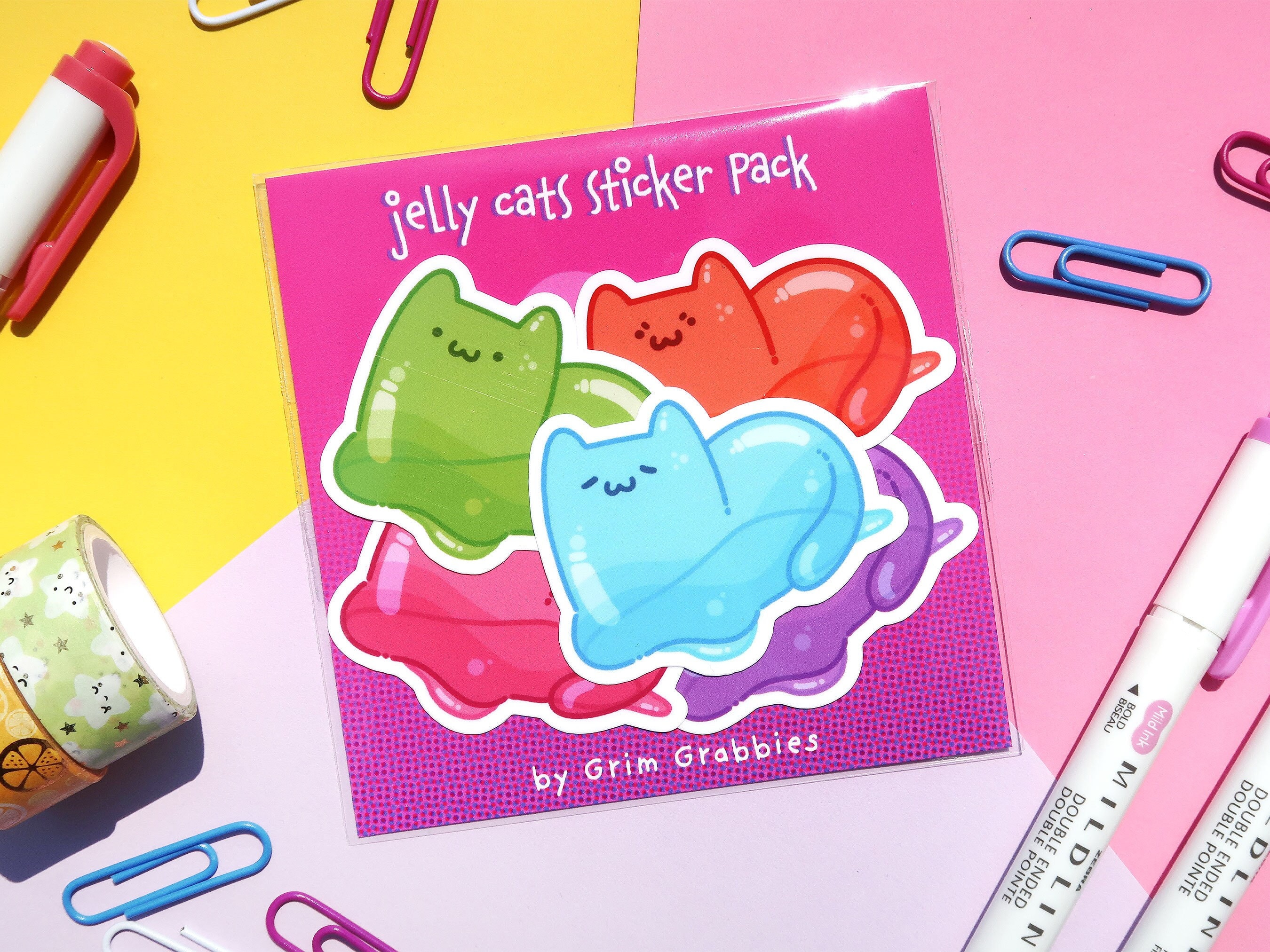 Jelly Cats Sticker Pack Cute Jelly Slime Cat Stickers - Etsy UK
