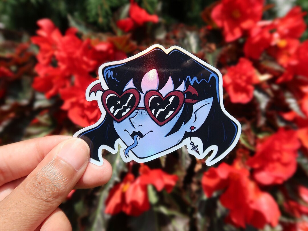 Summer Vamp Sticker Holographic Vampire Vinyl Stickers Cute Summertime ...