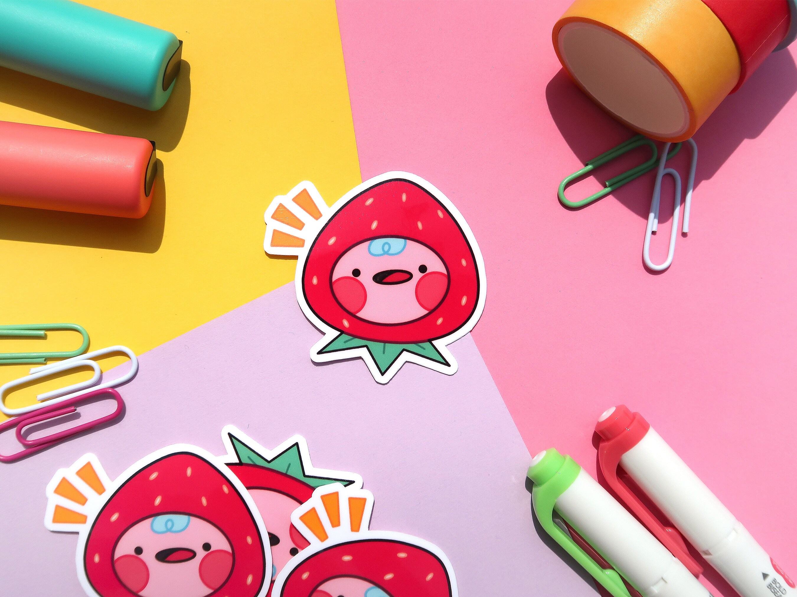 Berry Boi Cute Strawberry Hat Fruit Sticker Kawaii Glossy - Etsy UK