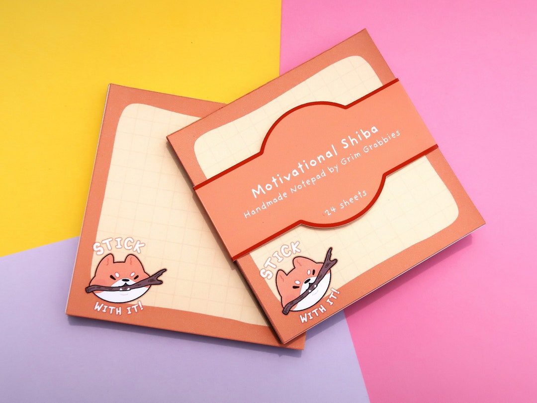 Stick With It Handmade Tear Away Memo Pad Notepad Cute Shiba Inu Dog ...